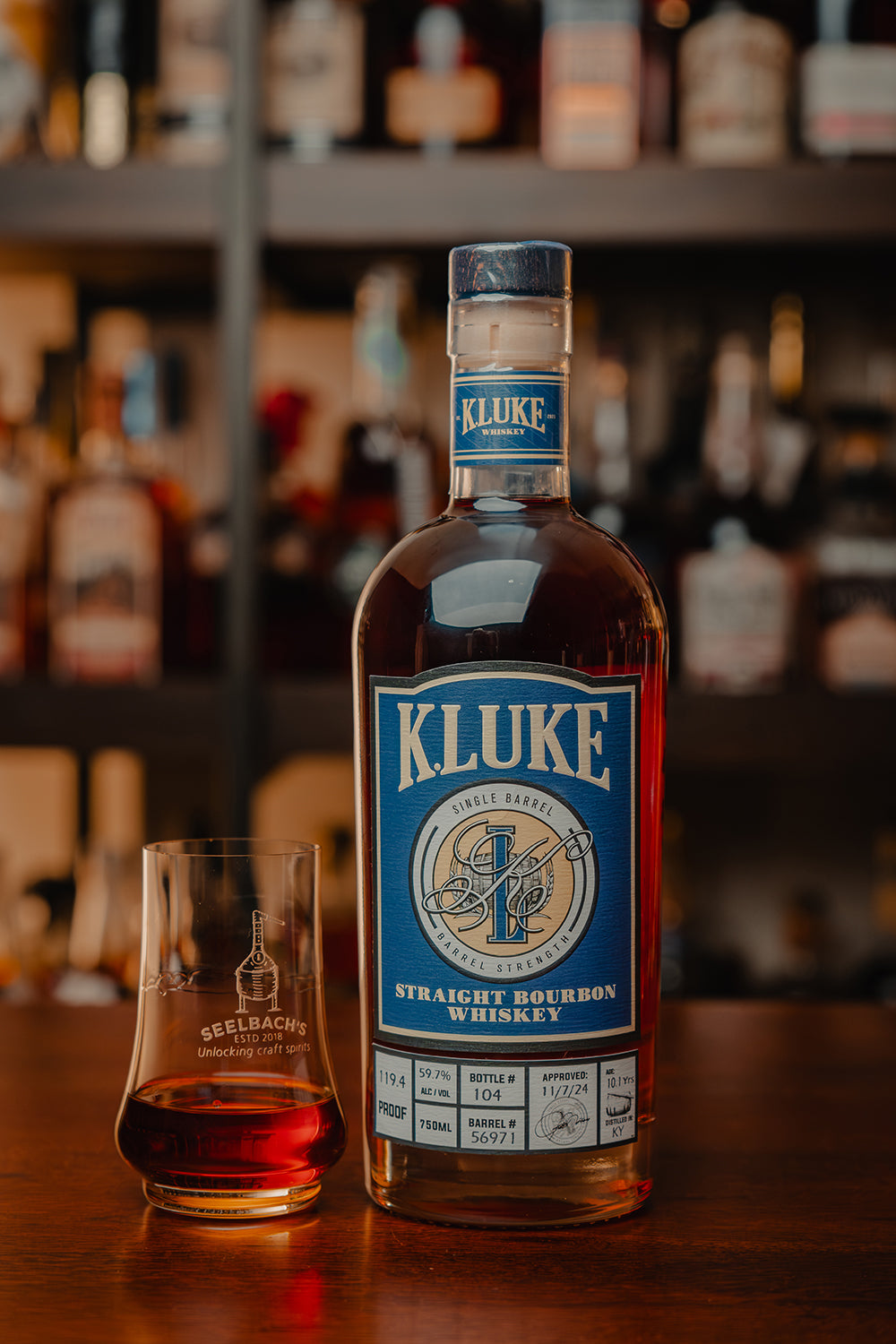 K.LUKE Whiskey 10-Year Kentucky Single Barrel Bourbon #56971 119.4 pro ...